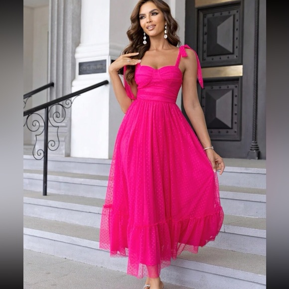 Rebellious Rose | Dresses | Joyfunear Tie Shoulder Ruched Bust Ruffle ...